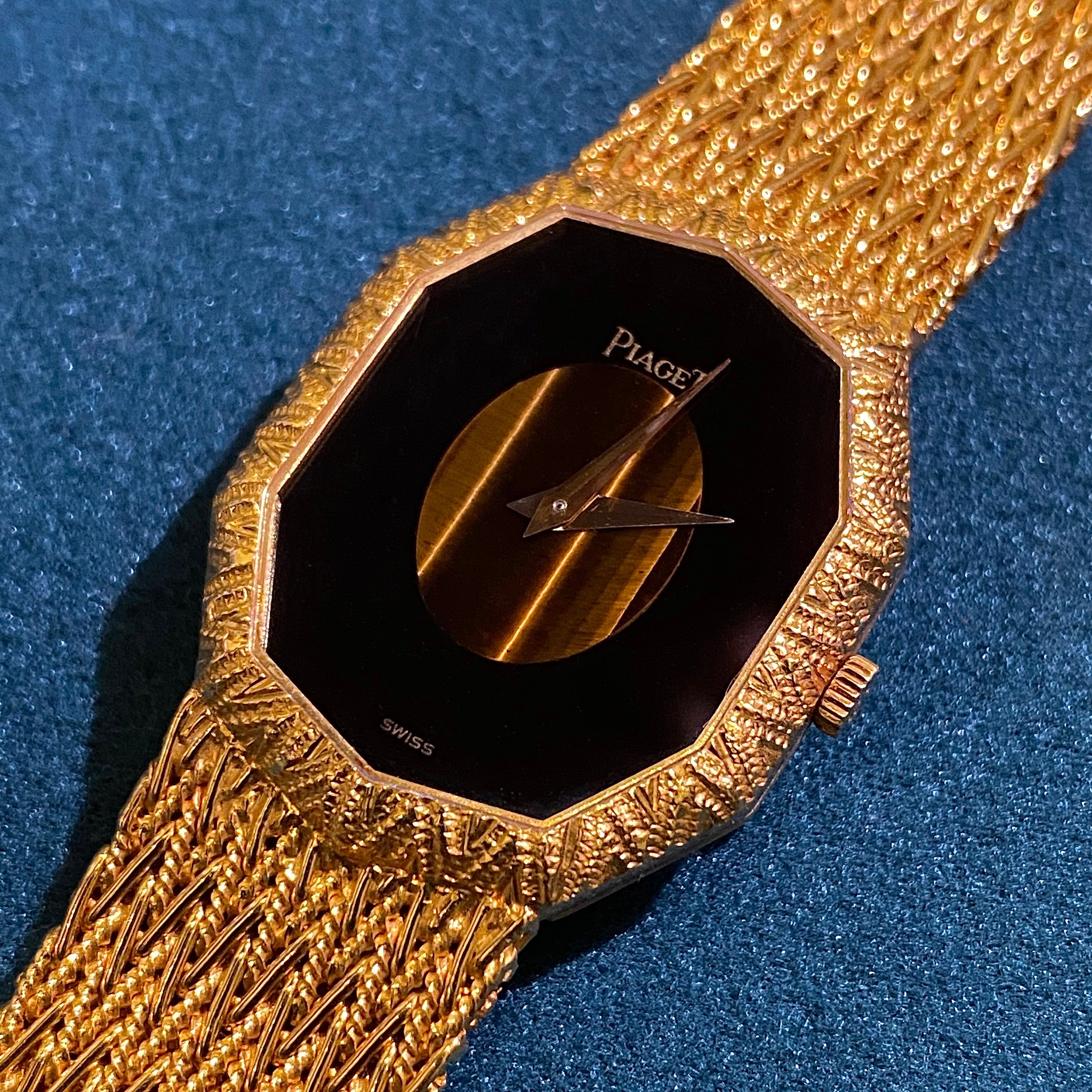 Piaget Octagonal Vintage Ladies' Watch Onyx Tiger's Eye Dial 18ct Yell ...